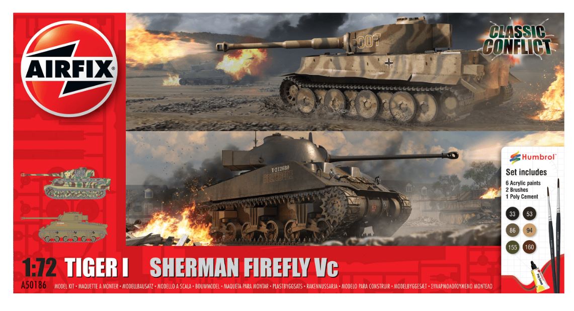 Airfix 1:72 Scale Plastic Kit Classic Conflict Tiger 1 vs Sherman ...