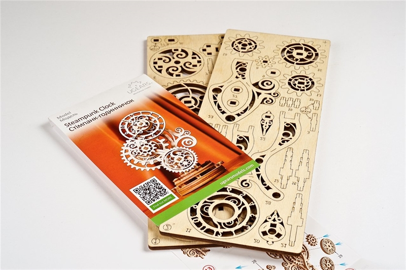 UGears Steampunk Clock Wooden Mechanical Model Kit