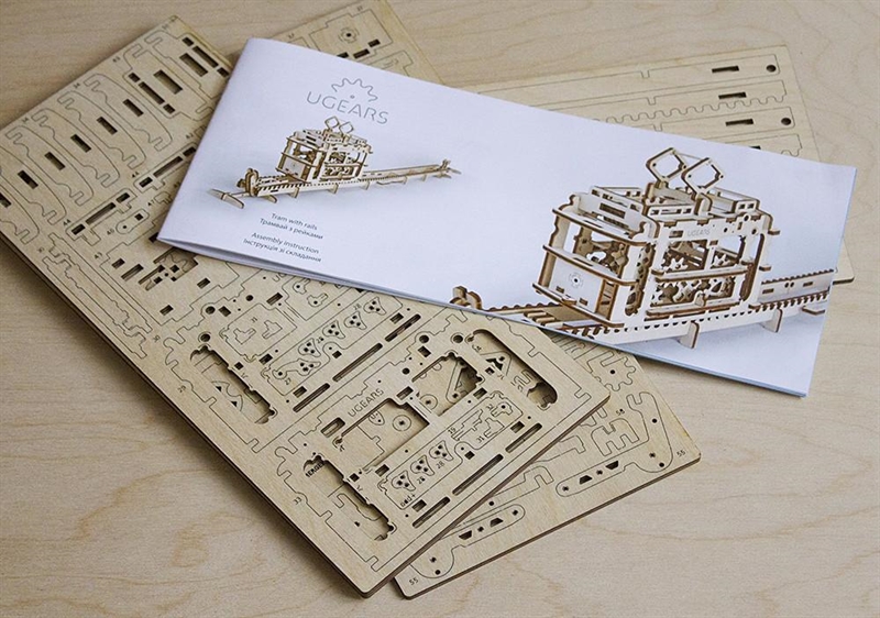 UGears Tram With Rails Wooden Mechanical Model Kit