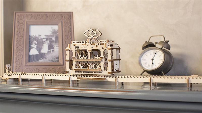 UGears Tram With Rails Wooden Mechanical Model Kit