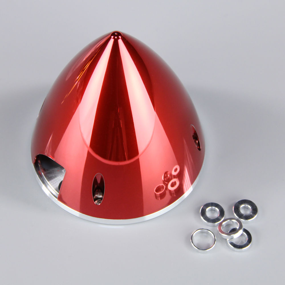 JP 89mm Chrome Red Spinner (with Aluminium Back Plate)